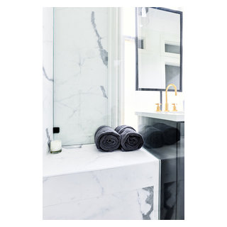 Duboce Triangle Flat - Master Bathroom shower seat detail - Traditional ...