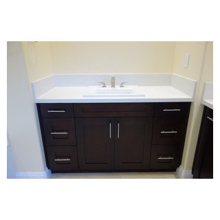 Espresso Shaker Vanity with Quartz Countertop - Traditional - Bathroom ...