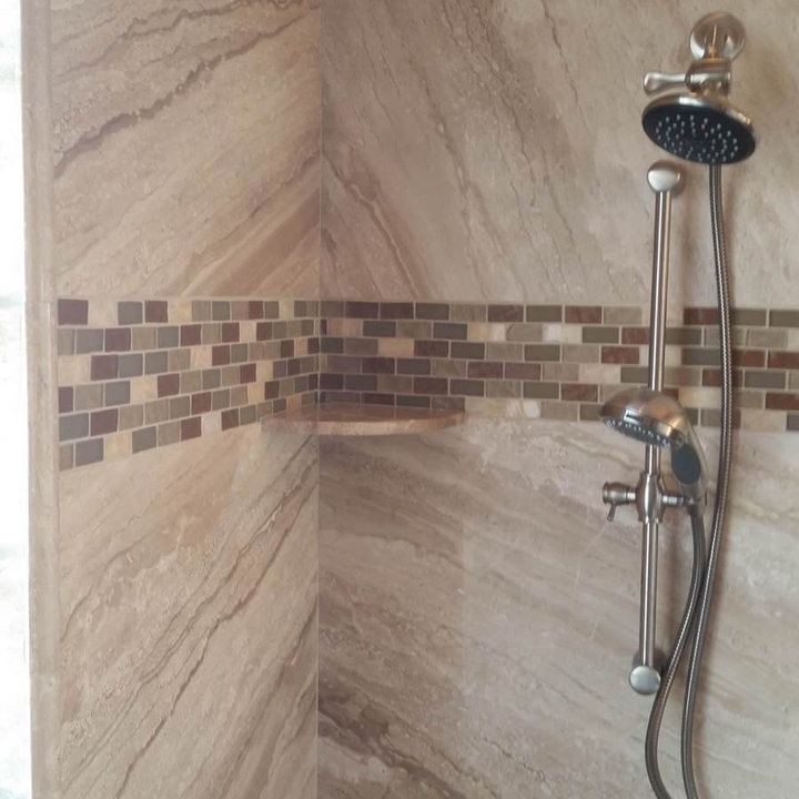 Natural Stone Walk In Shower - Photos & Ideas | Houzz