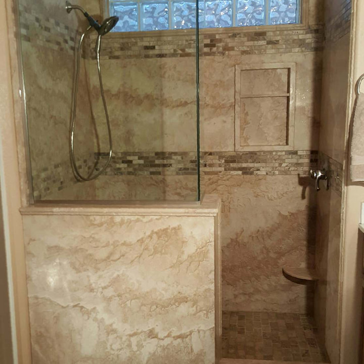 Natural Stone Walk In Shower - Photos & Ideas | Houzz