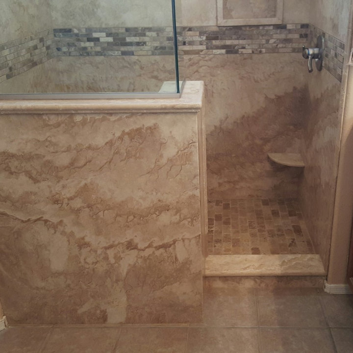 Natural Stone Walk In Shower - Photos & Ideas | Houzz