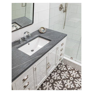 Fun Patterned Floor Tiles in Bathroom - Transitional - Bathroom ...