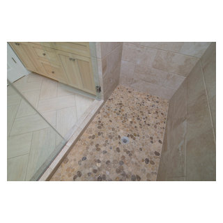 Green, Tan and blue Master Bath - Transitional - Bathroom - Raleigh ...