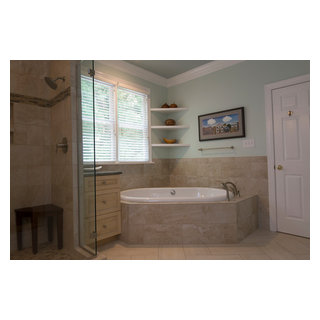 Green, Tan and blue Master Bath - Transitional - Bathroom - Raleigh ...