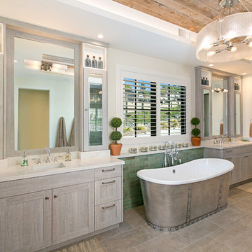 75 Farmhouse Green Tile Bathroom Ideas You'll Love - January, 2025 | Houzz