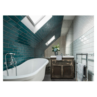 Lampas Peacock Glazed Pattern Ceramic Tile - Contemporary - Bathroom ...