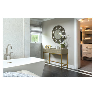 Large Luxury Master Bathroom Console Table and Mirror - Transitional ...