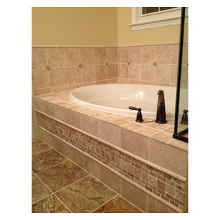 Light walnut and Scabos Travertine - Traditional - Bathroom ...