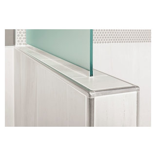 Marble partition wall with glass insert - Traditional - Bathroom ...