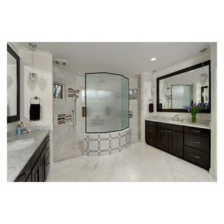 Master Bath | Walk-Through Shower & Separate Vanities - Traditional ...