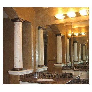 Master Bath with Faux Marble Columns - Traditional - Bathroom - Houston ...