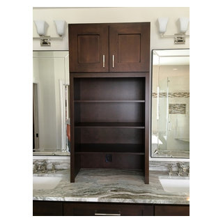 MASTER BATHROOM - Free Standing Tub / Crema Marfil Tile / White Reef ...