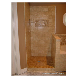 Master Bathroom - Travertine Tile Shower, Tub, Floor - Traditional ...