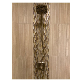 MASTER BATHROOM - Tub-To-Shower 12" x 24" Gray Porcelain Tile ...
