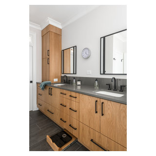 Master Bathroom with Teak Shower Floor - Contemporary - Bathroom ...