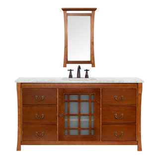 Maykke Shoji 60" Pacific-Rim Bathroom Vanity Set in Cinnamon - Classique Chic - Salle de Bain ...