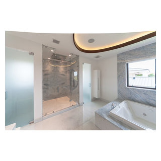 Modern Mosa White Marble Home - Contemporary - Bathroom - Miami - by ...