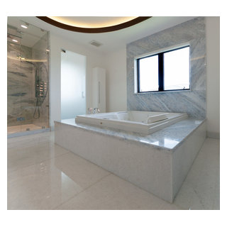 Modern Mosa White Marble Home - Contemporary - Bathroom - Miami - by ...