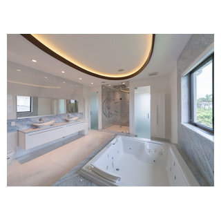 Modern Mosa White Marble Home - Contemporary - Bathroom - Miami - by ...
