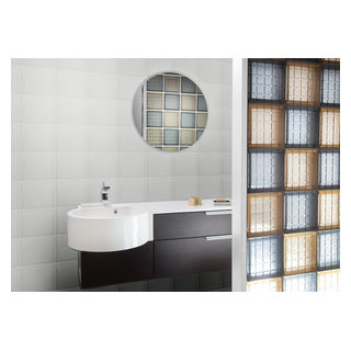 Mosaic Glass Tile Block Bathroom Partition Wall - Bathroom - Cleveland ...