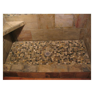 Natural River Pebble Shower Floor Details - Rustic - Bathroom - Other ...