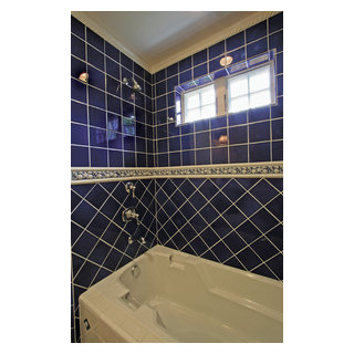 Navy Blue Tiled Shower - Tropical - Bathroom - San Diego - by ...