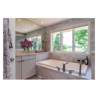 Contemporary Primary Bath with Jacuzzi Tub & Curbless Accessible Shower ...