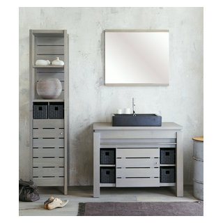 ORIGIN by Line Art Silver Gray Solid Oak Bathroom Vanity + Accessories ...