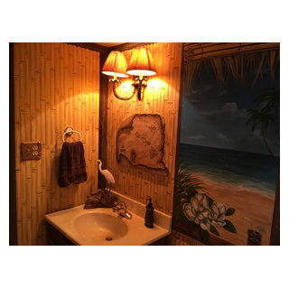Polynesian Themed Mural thoughout a bathroom, hand-painted by Tom ...