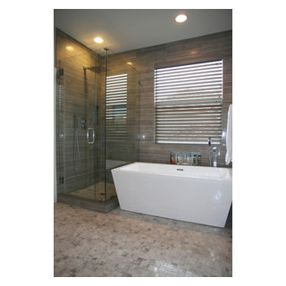 Porcelain Tile Shower 12" x 24" Rectangular Tile with modern straight ...
