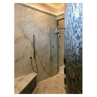Quartz Shower with Glazzio Mosaic Wall - Contemporary - Bathroom ...