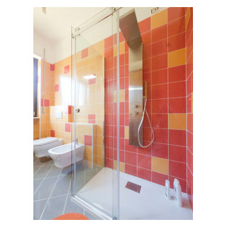 Red orange tiles bathroom - Modern - Bathroom - Milan - by Liadesign ...