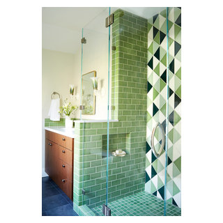 Retro Green Bathroom Tiles - Transitional - Bathroom - San Francisco ...
