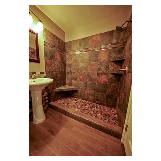 River Rock Shower Floor Bathroom Remodel - Rustic - Bathroom - San ...
