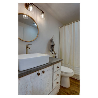 Rustic Farmhouse Bathroom White Washed Vanity - Rustic - Bathroom ...