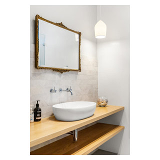 Rustic Bathroom with Floating Timber Benchtop - Modern - Bathroom ...
