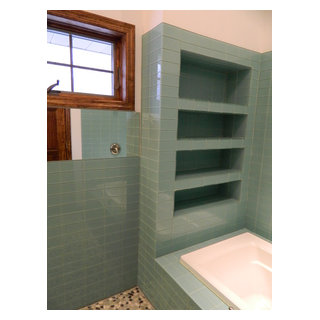 Sage Green Glass Tile Shower - Contemporary - Bathroom - Other - by ...