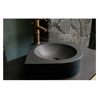 SAMOA SHADOW 13"x13" BLACK GRANITE CORNER VESSEL SINK - Craftsman ...