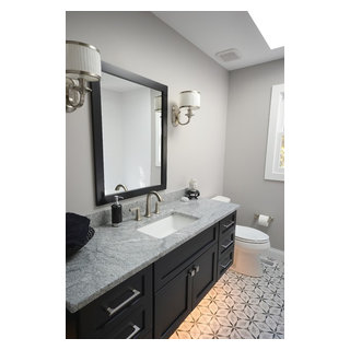 Small hall bath with floating vanity - Transitional - Bathroom ...