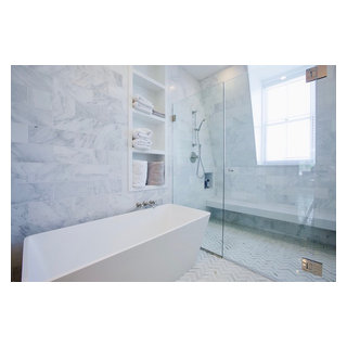 Spa-Inspired Marble Bath with Soaking Tub - Bathroom - Boston - by BSA ...