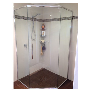Splayed Semi Frameless Shower Screen with Handle - Contemporary ...