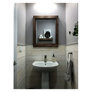 The Small Shiplap Powder room - Farmhouse - Bathroom - Philadelphia ...