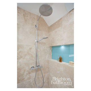 Travertine Master Ensuite with Walk-in Shower in Brighton - Classique ...