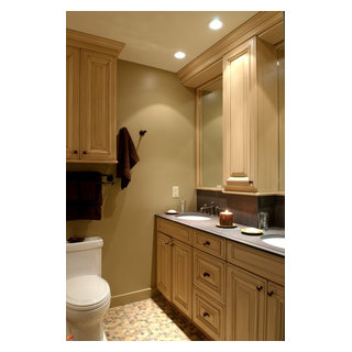 Vermont Rustic Bath with Slate Countertop and Slate Tile Floor - Rustic ...