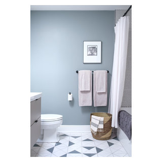 White and Blue Triangle Floor Tiles - Contemporary - Bathroom - San ...