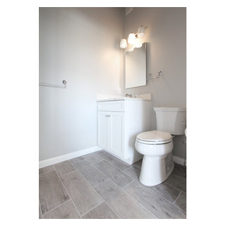 White Recessed Panel Vanity and Calacatta Quartz Countertop ...