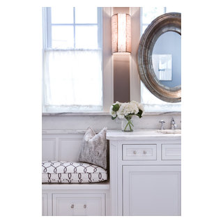 White Vanity under Window Bathroom Renovation St. Louis, MO ...