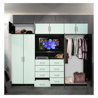 Aventa TV Wall Unit X-Tall - 10 Door Wardrobe Wall Unit for Bedrooms ...