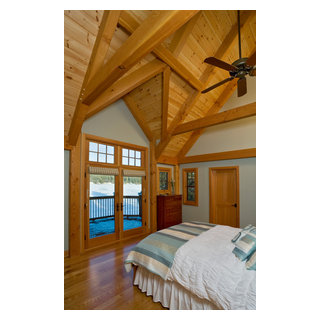 Cathedral Ceiling Timber Frame Master Bedroom - Rustic - Bedroom ...