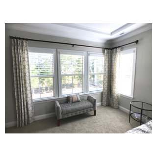 Corner window treatment with custom drapery hardware. - French Country ...